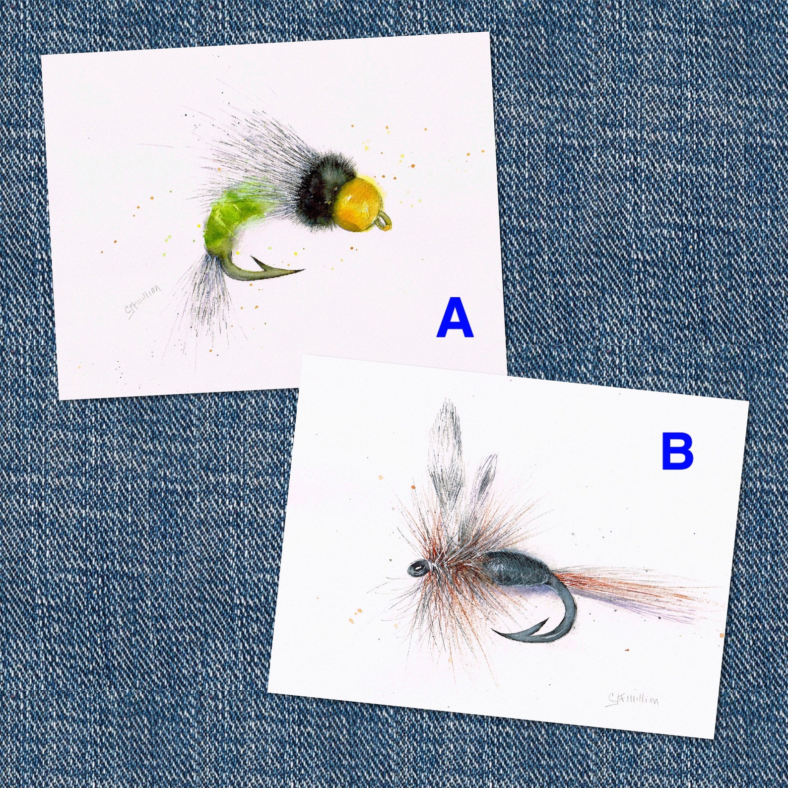 Fly Fishing Prints or Note Cards From Original Watercolor Pen/ink ...