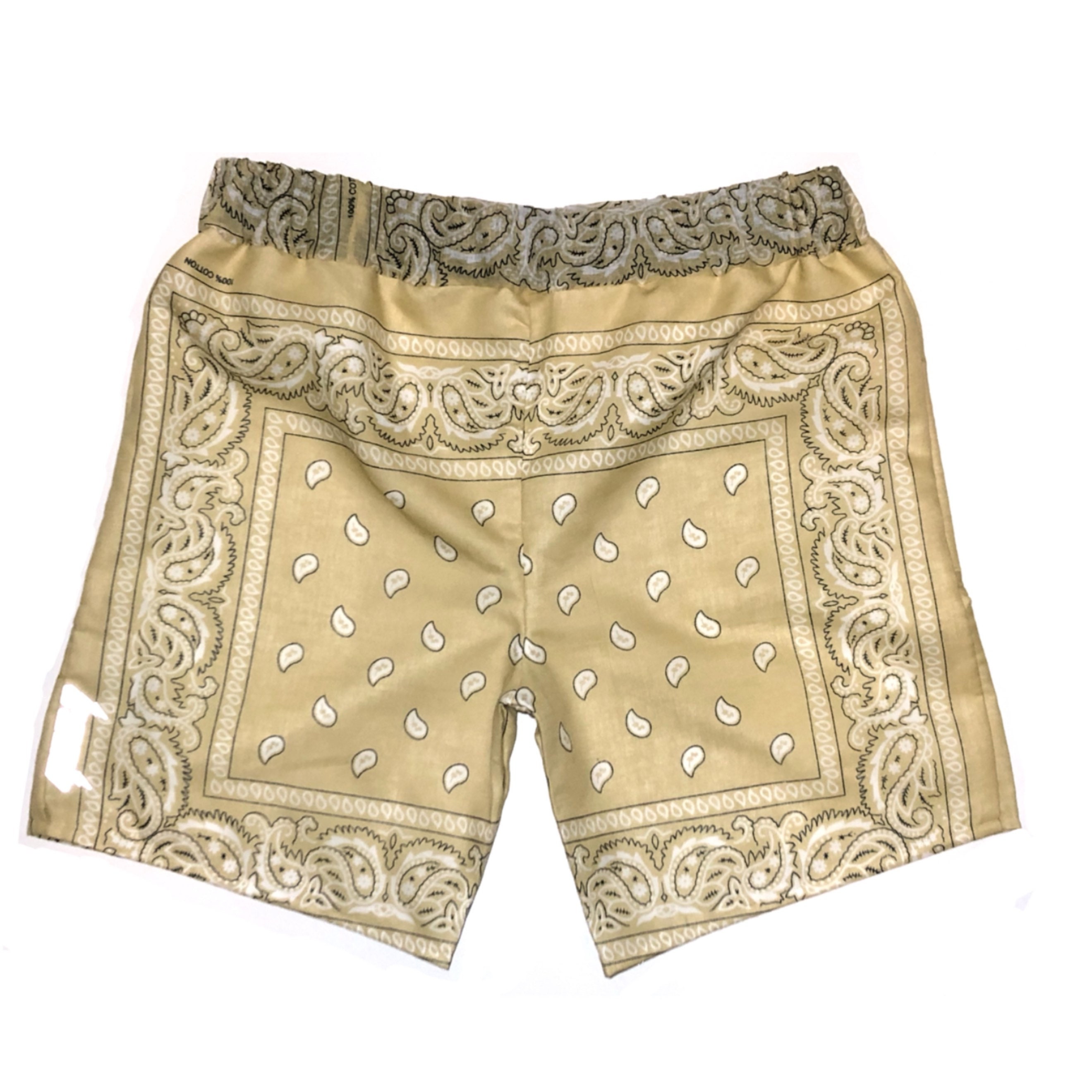 Mens Unisex Beige Paisley Bandana Summer Shorts 28 44 Inches Etsy