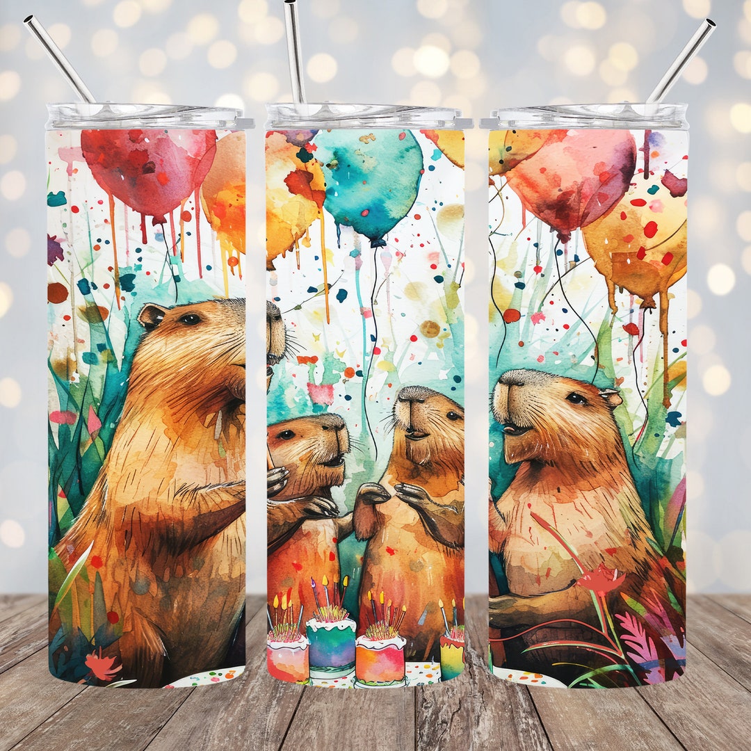 Capybara Birthday Party Tumbler Wrap 20oz Skinny Tumbler Wrap ...