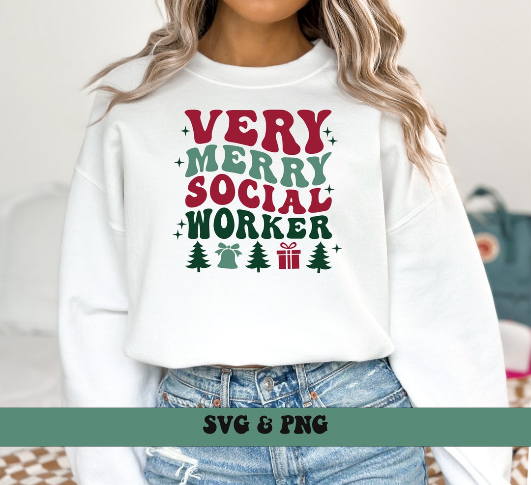 Very Merry Social Worker SVG and PNG, Digital Download Groovy Xmas ...