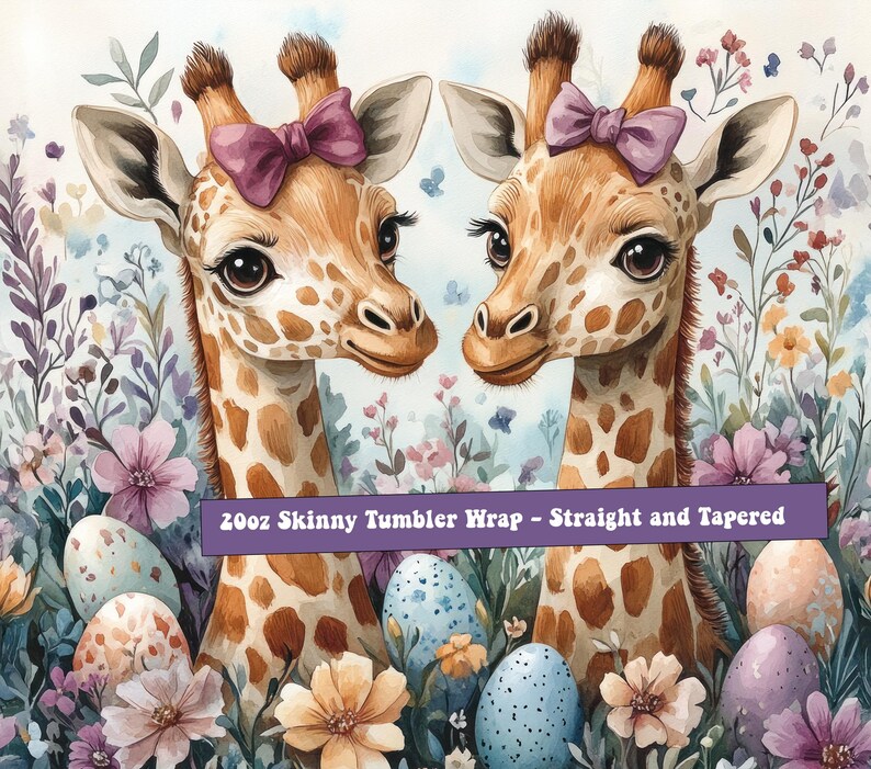 Easter Giraffe Tumbler Wrap, 20oz Skinny Tumbler Wrap Sublimation PNG ...