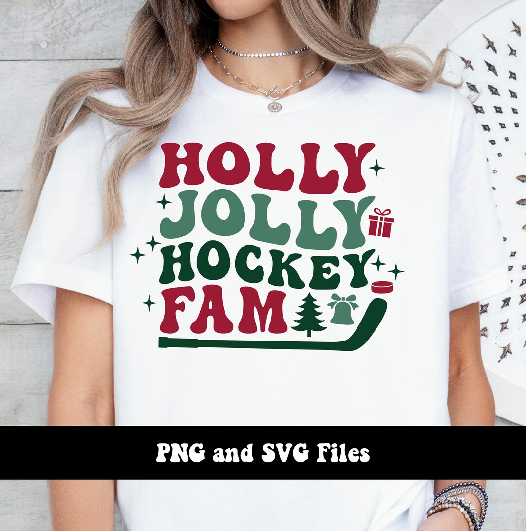 Holly Jolly Hockey Fam SVG and PNG Retro Christmas Sports Ice Hockey ...