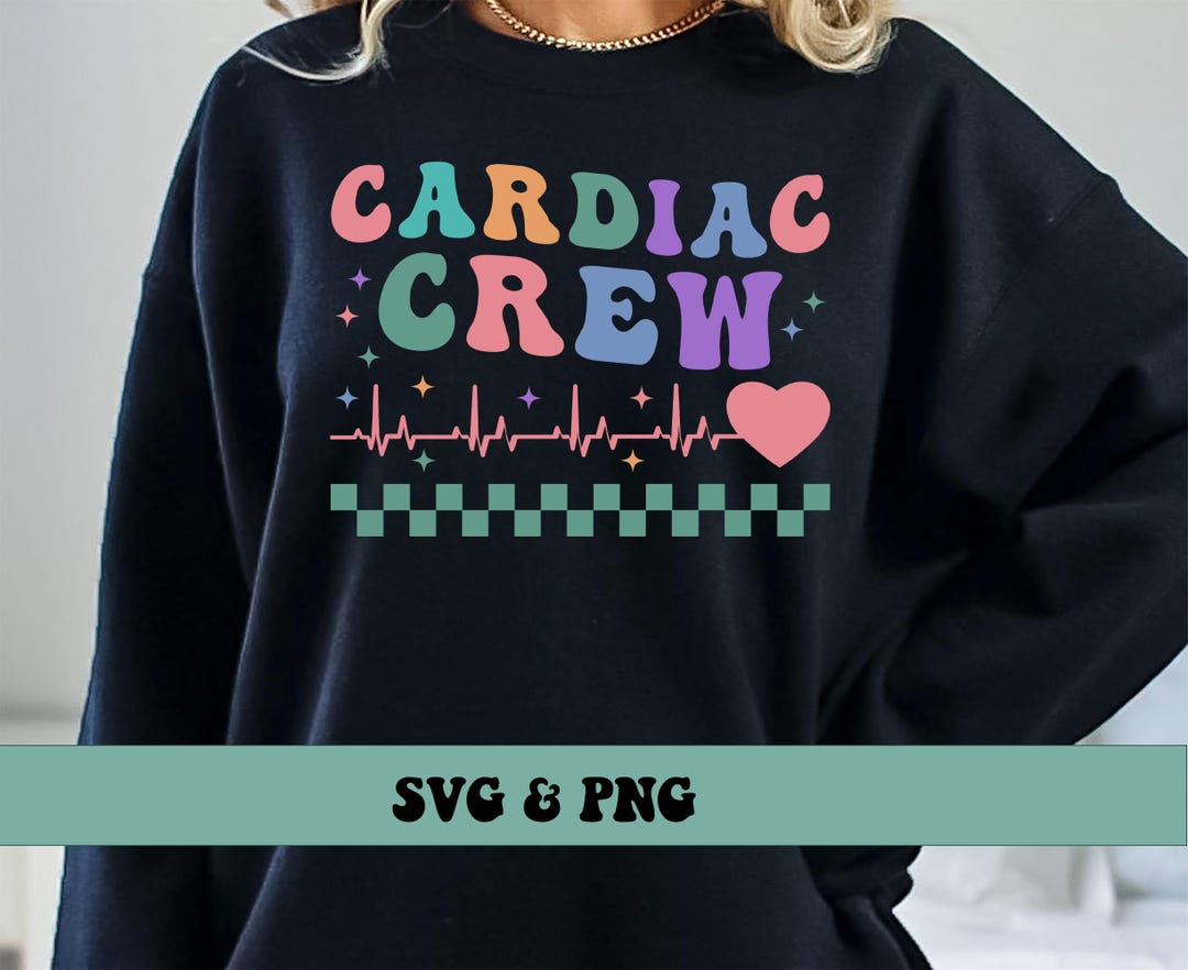 Cardiac Crew SVG and PNG, Groovy Retro Healthcare Medical Nurse Crew ...