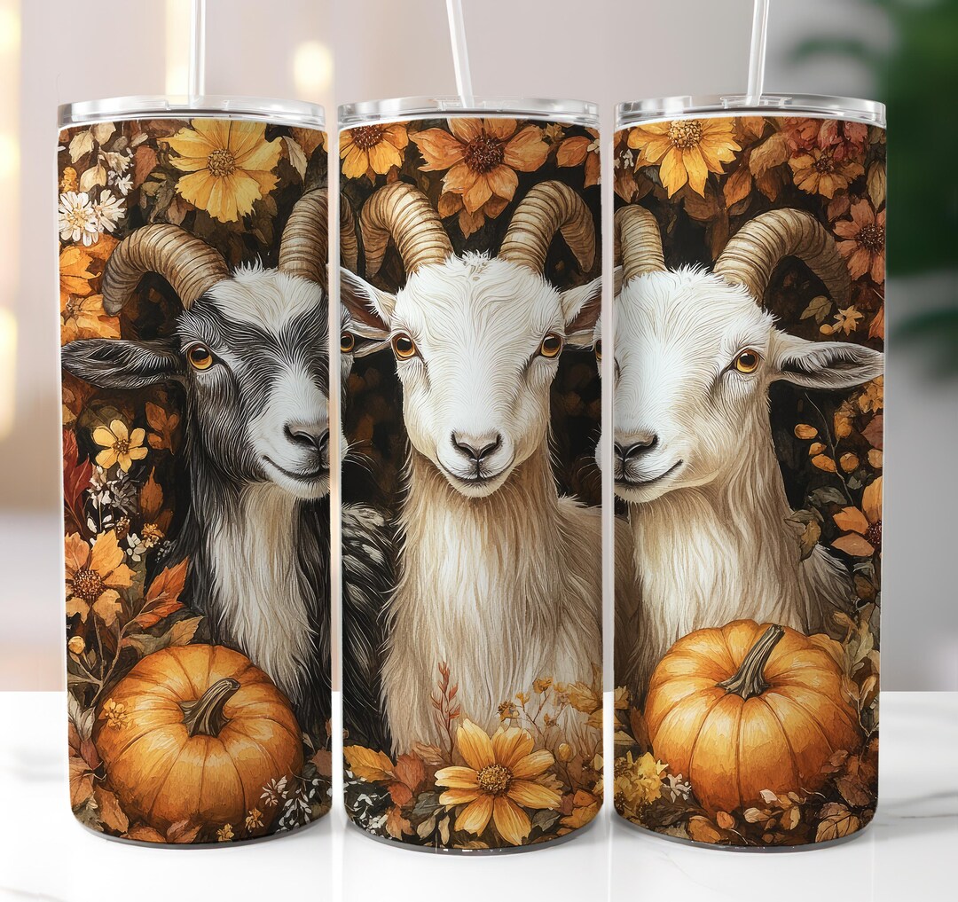 Goats Autumn Fall Tumbler Wrap, 20oz Skinny Tumbler Wrap PNG Halloween ...