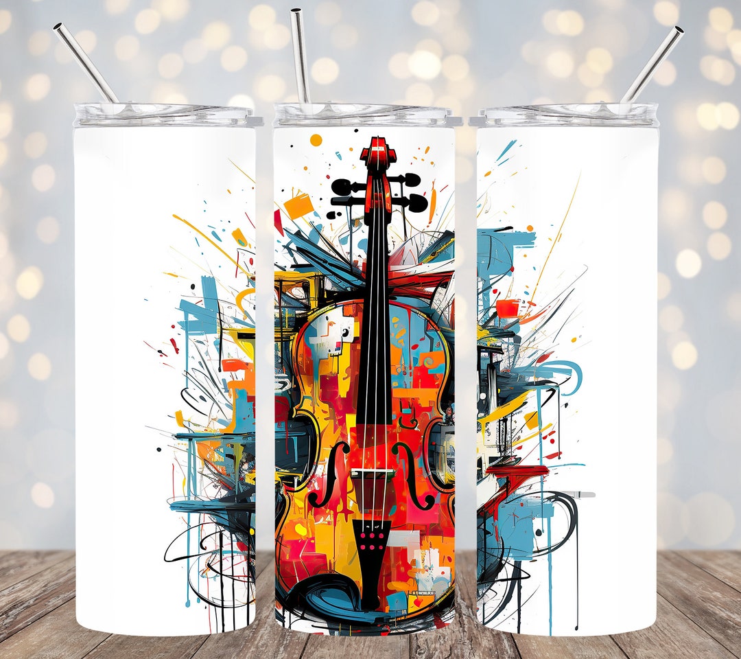 Violin Graffiti Artistic 20 Oz Skinny Tumbler Wrap Sublimation Musical ...