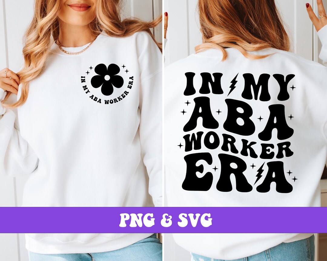 In My ABA Worker SVG and PNG, Groovy Retro Trendy Front and Back ...