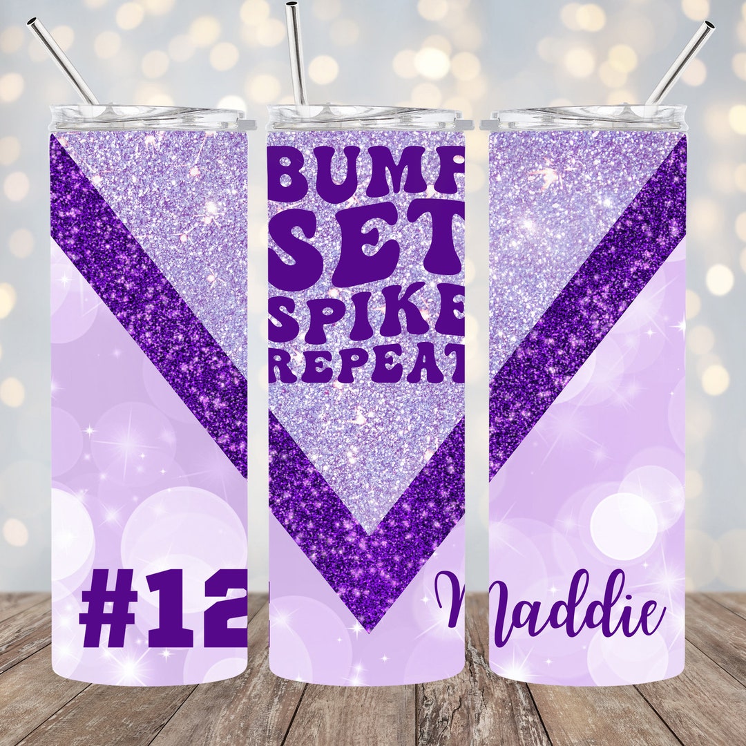 Volleyball Purple 20oz Skinny Tumbler Wrap Sublimation Straight and ...