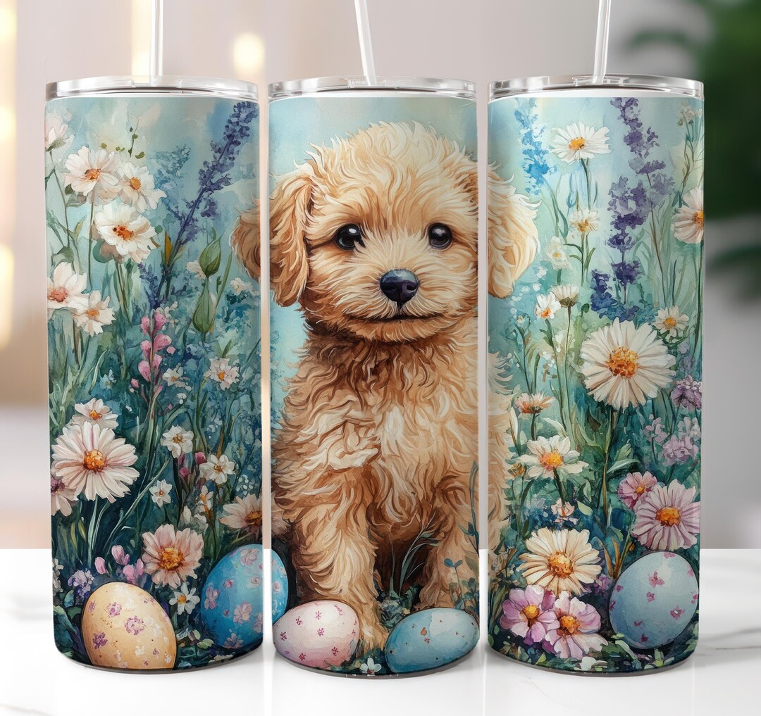Goldendoodle Easter Tumbler Wrap, 20oz Skinny Sublimation Dog Tumbler ...