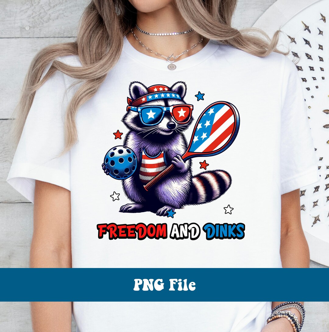 Pickleball Patriotic PNG 4th of July Raccoon Png Freedom and Dinks ...