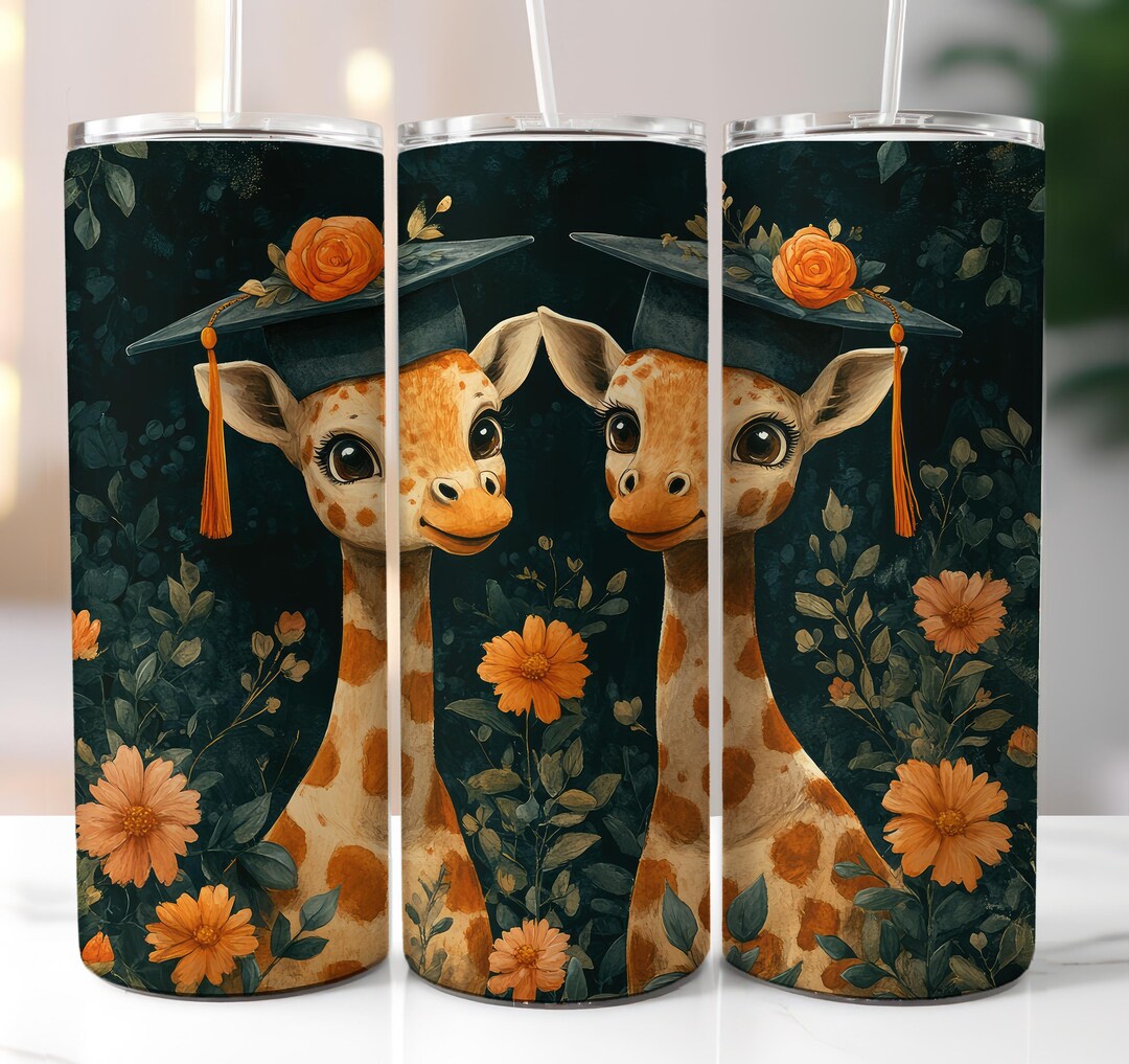 Giraffe Graduation Tumbler Wrap, Animal 20oz Skinny Tumbler Wrap ...