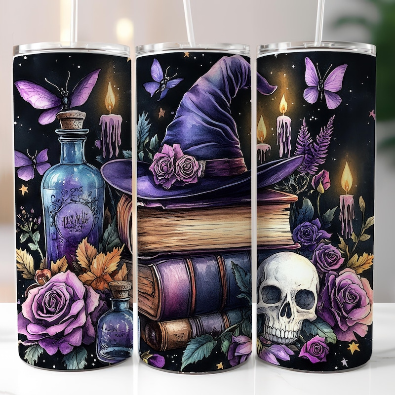 Skull Flower Witch Print - Etsy