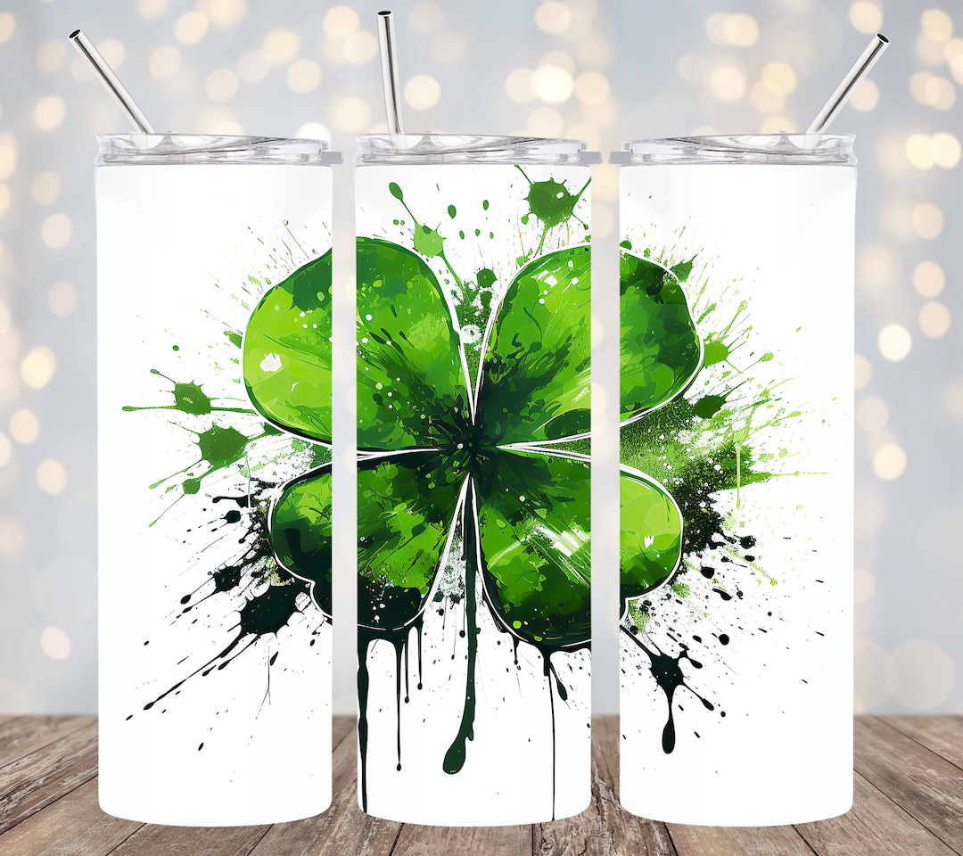 4 Leaf Clover Graffiti 20 Oz Skinny Tumbler Wrap Sublimation Straight ...