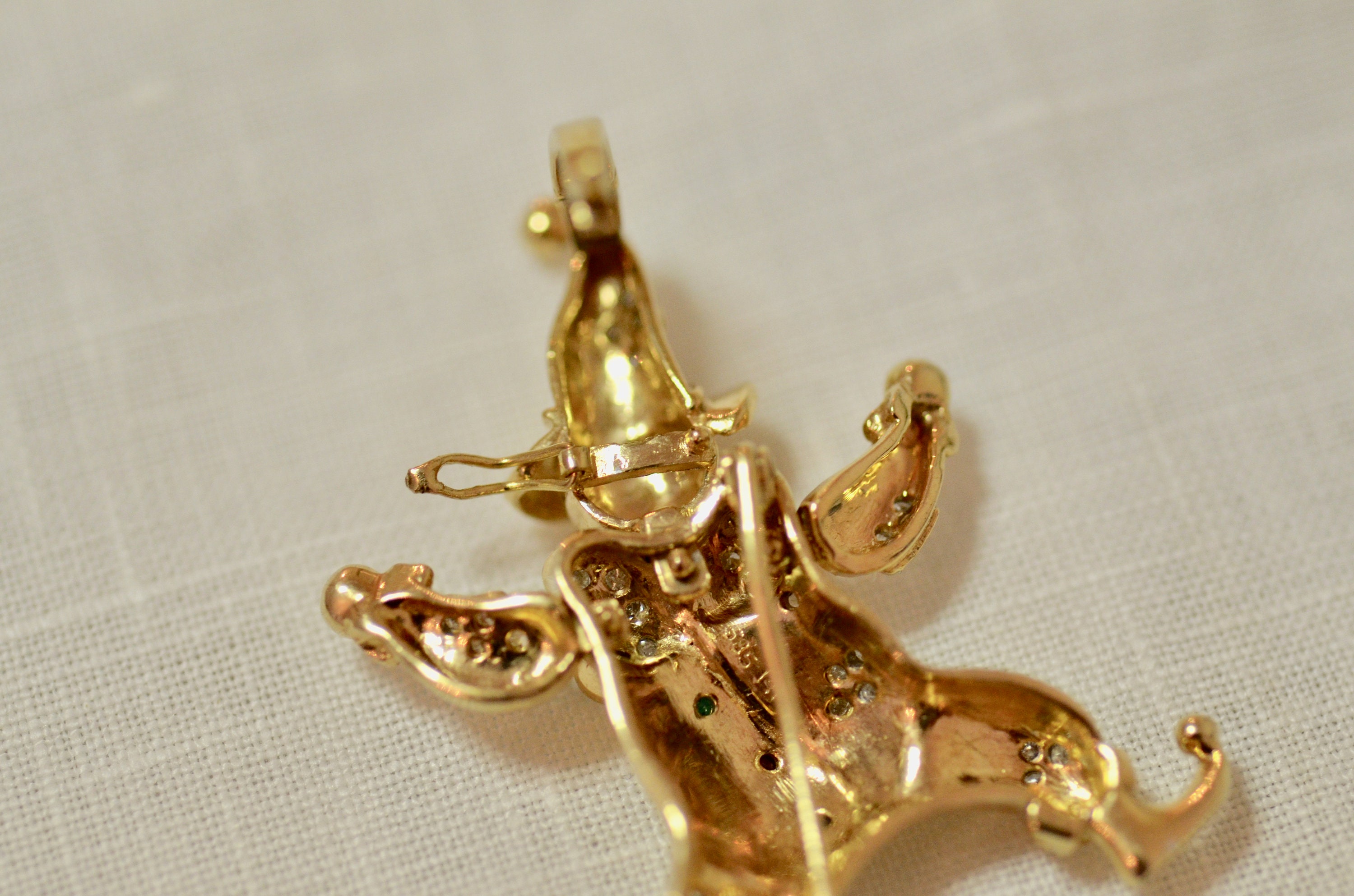 Vintage Dancing Jester Charm Pearl Enhancer 14K Yellow Gold Diamonds ...