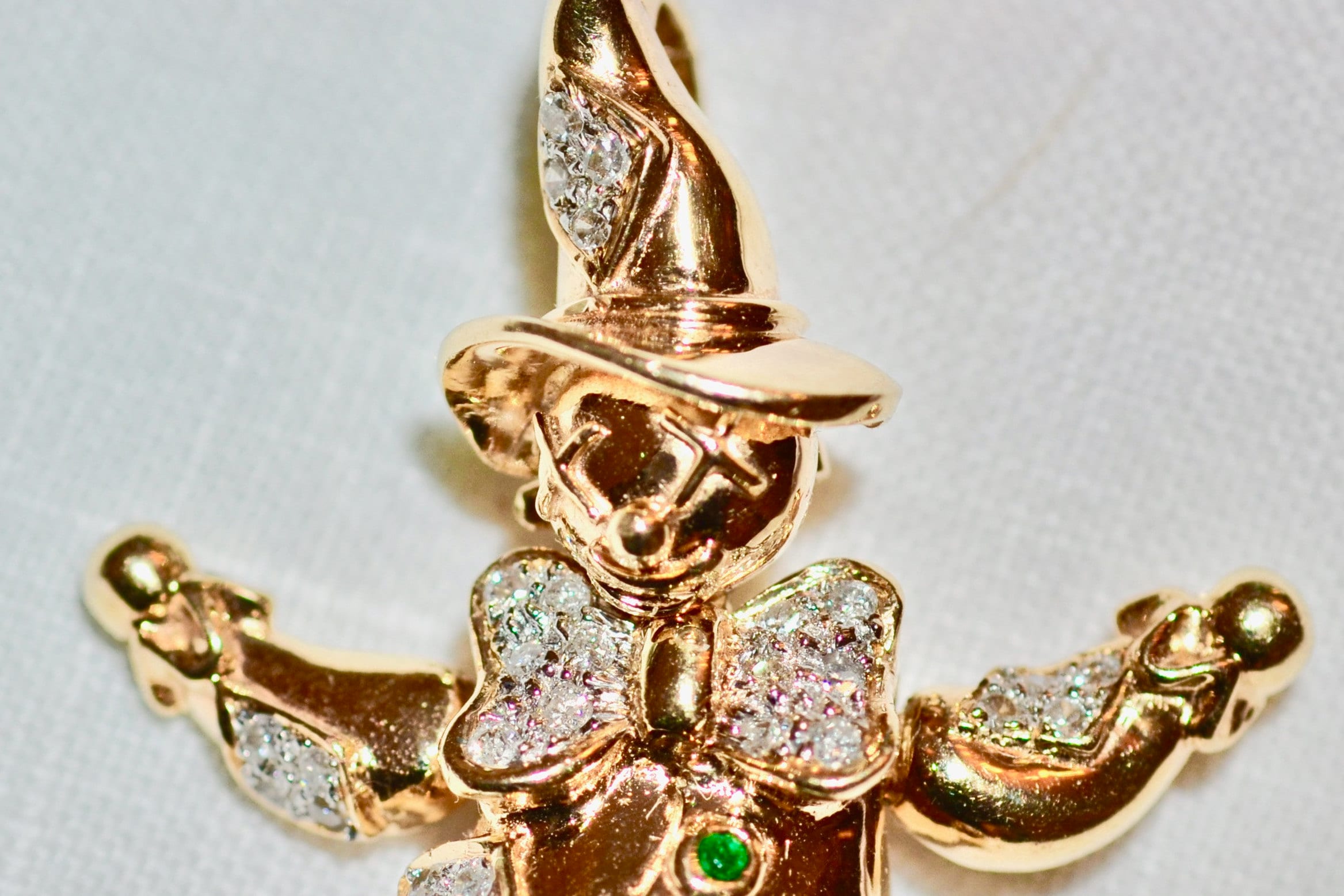 Vintage Dancing Jester Charm Pearl Enhancer 14K Yellow Gold Diamonds ...