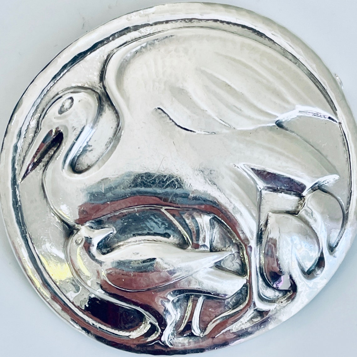 Georg Jensen Crane and Raven Brooch 167 Art Nouveau Skønvirke 830S ...