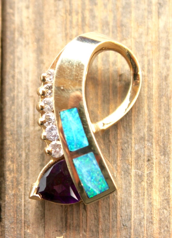 Native American, Navajo 14K Gold Vintage 6 Diamond Na… - Gem