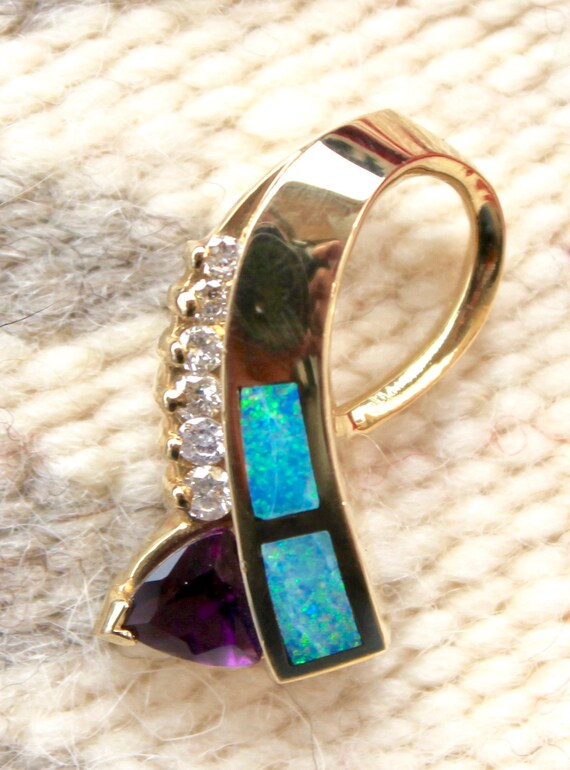 Native American, Navajo 14K Gold Vintage 6 Diamond Na… - Gem