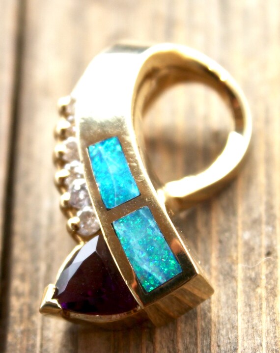 Native American, Navajo 14K Gold Vintage 6 Diamond Na… - Gem