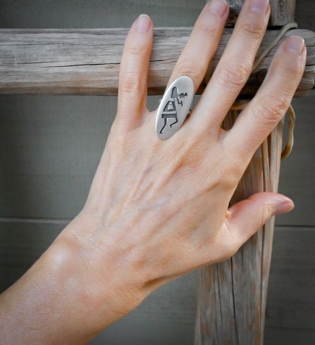 Authentic Native American Hopi Sterling Kokopelli Women's Ring Size 6 ...