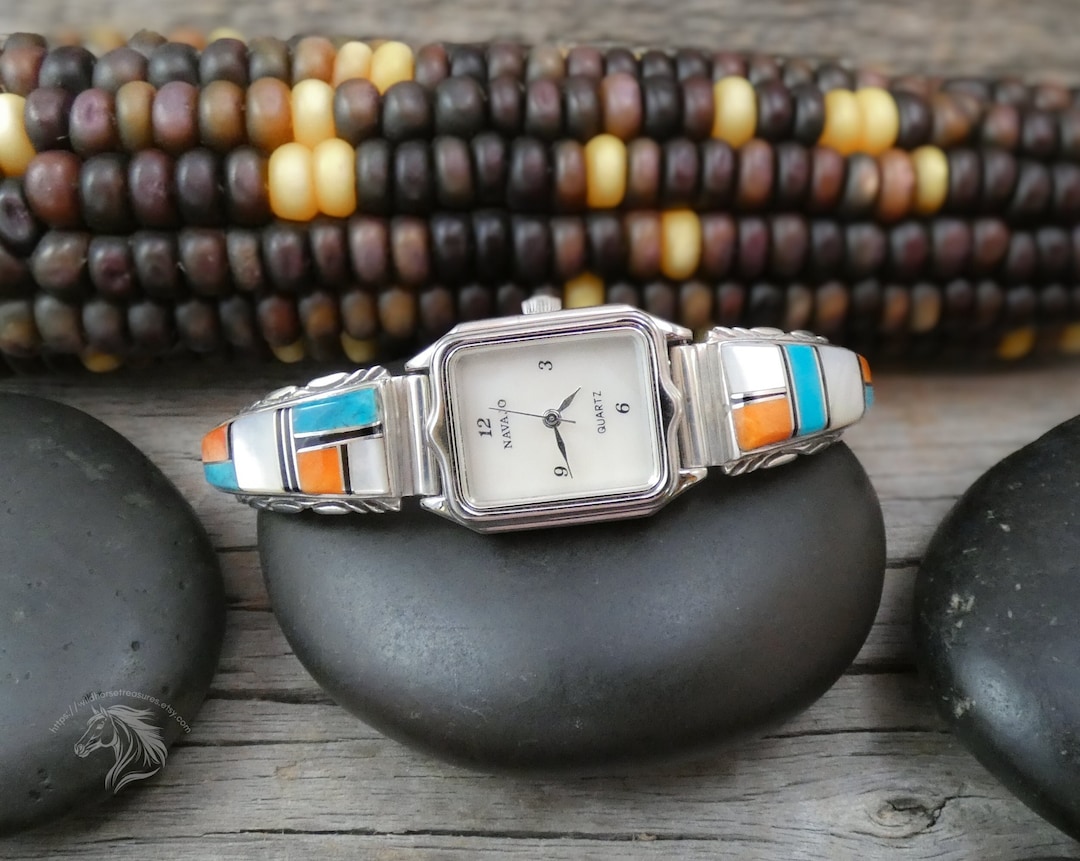 Native American Handmade Vintage Navajo Sterling Multi Stone Ladies ...