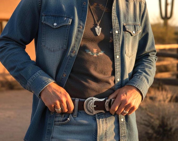 Silver Ranger Belt Buckle: Native American Navajo Buckle for Men - Etsy