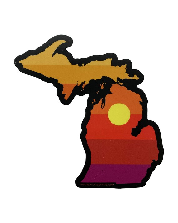 Michigan Sunset Die Cut Vinyl Sticker | Etsy