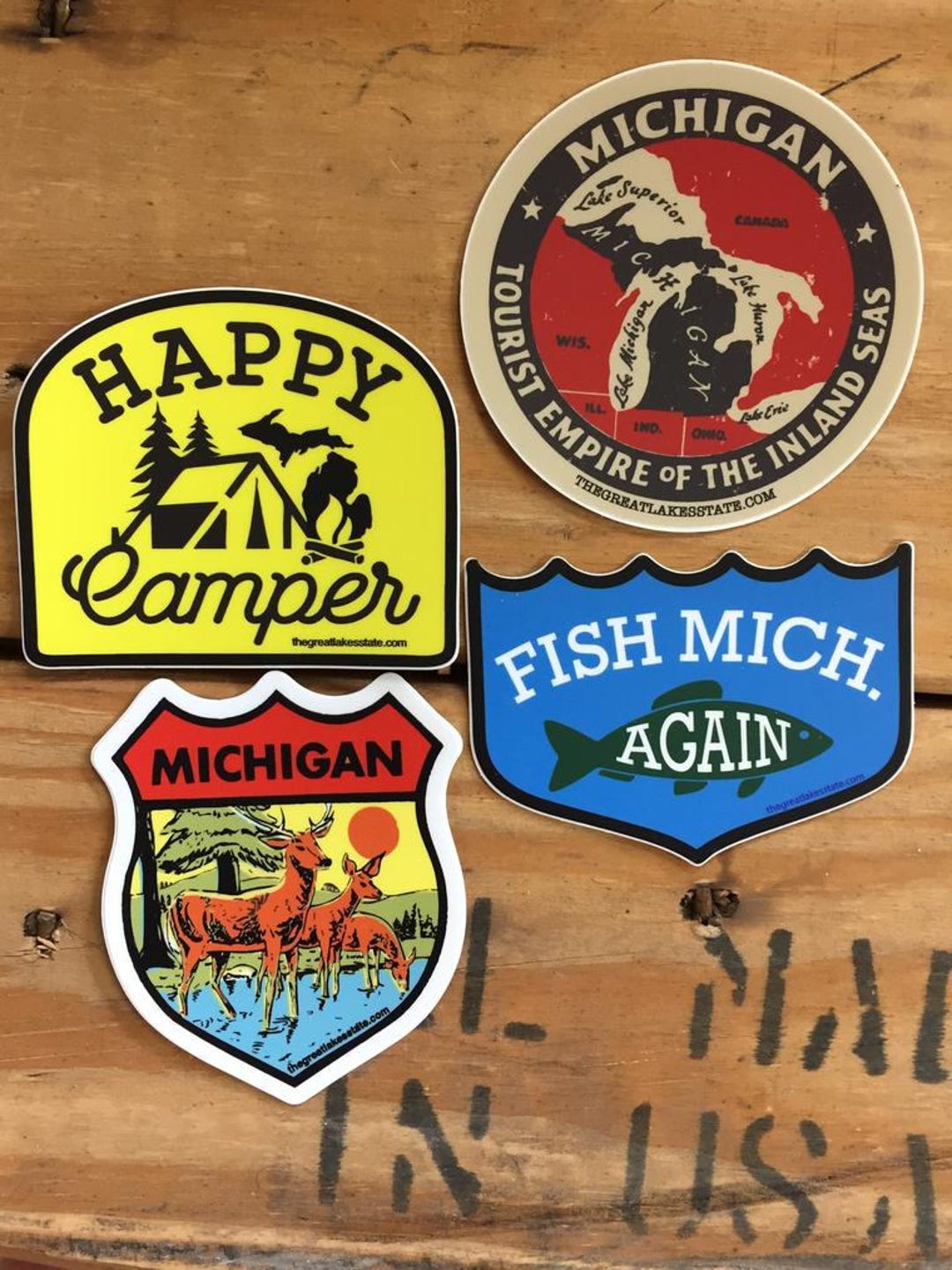 Michigan Vintage Sticker Pack of 4 - Etsy