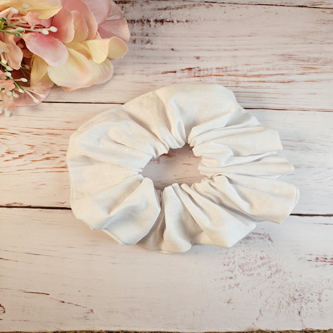White Scrunchie for Ponytails and Buns Hairstyles, Accessories for ...