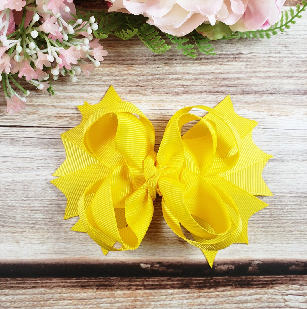 Yellow Hair Bow for Ponytails and Pig Tails, Hairclips for Girls and ...