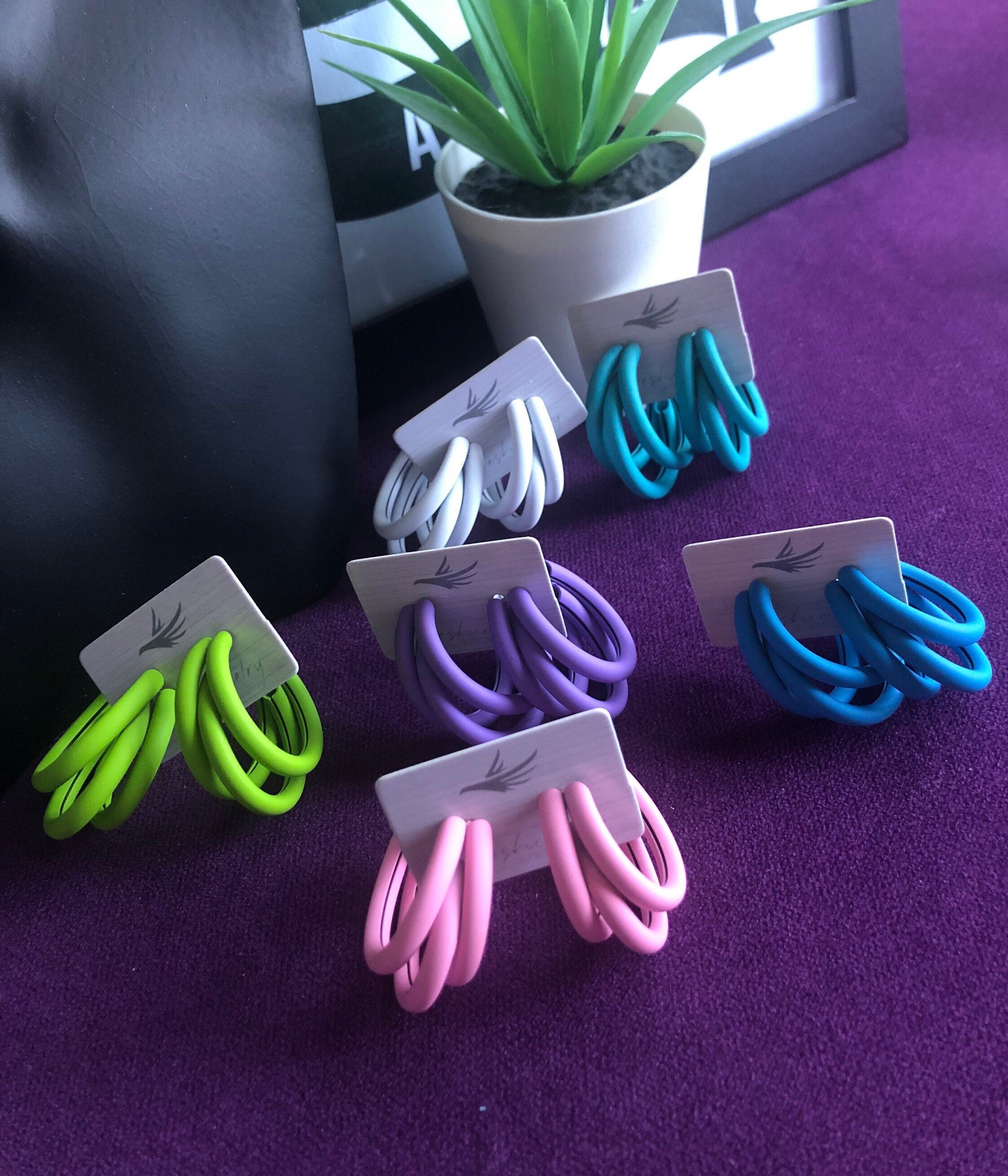 Acrylic Matte Hoop Tri Hoop Earrings Big Huggie Statement - Etsy