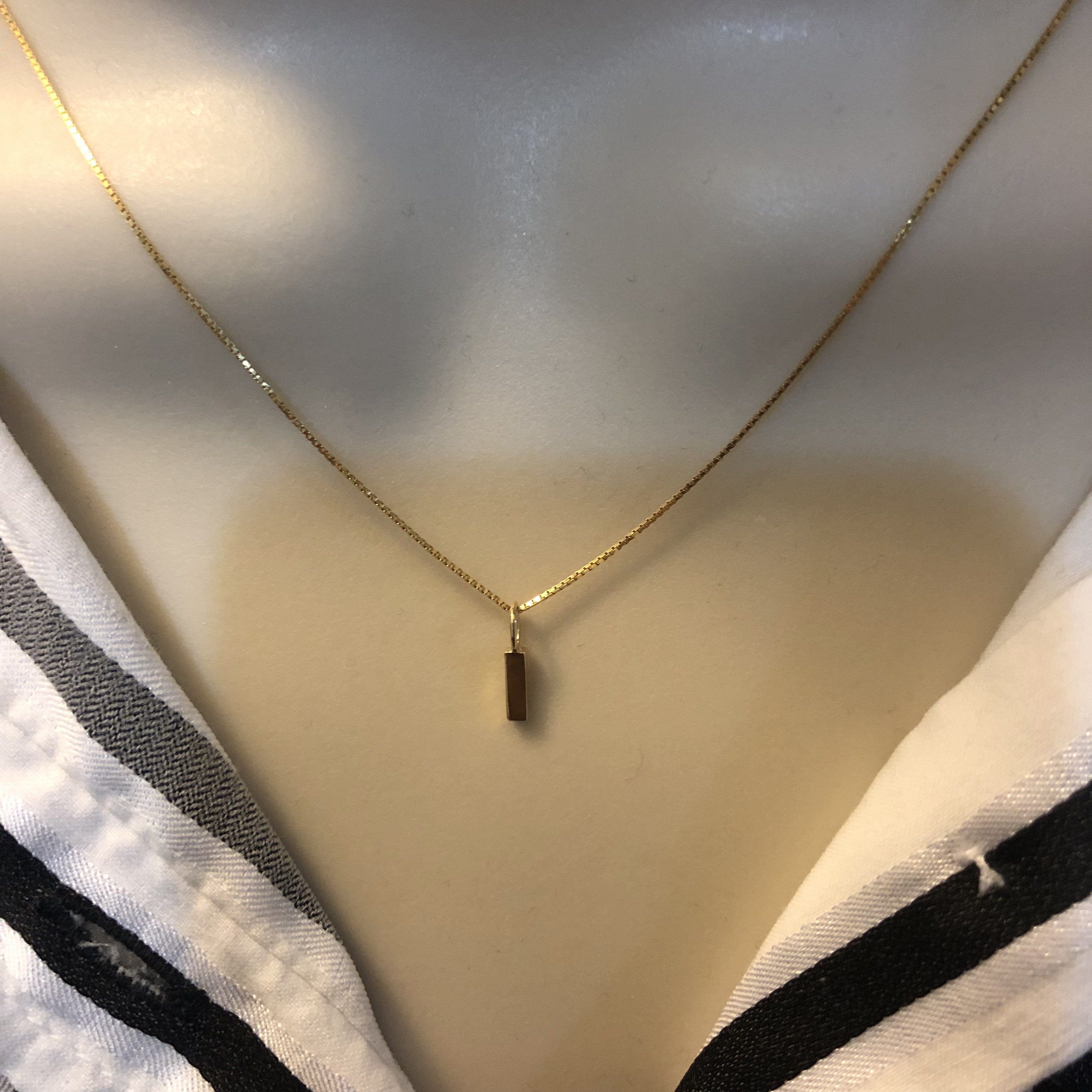 14K Yellow Gold Solid Gold Bar Charm Pendant Ready to Wear - Etsy