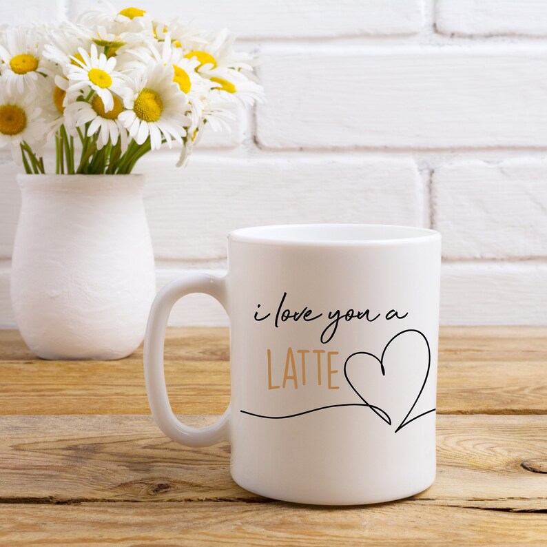 I Love You A Latte Valentine's Day Hearts White Ceramic - Etsy