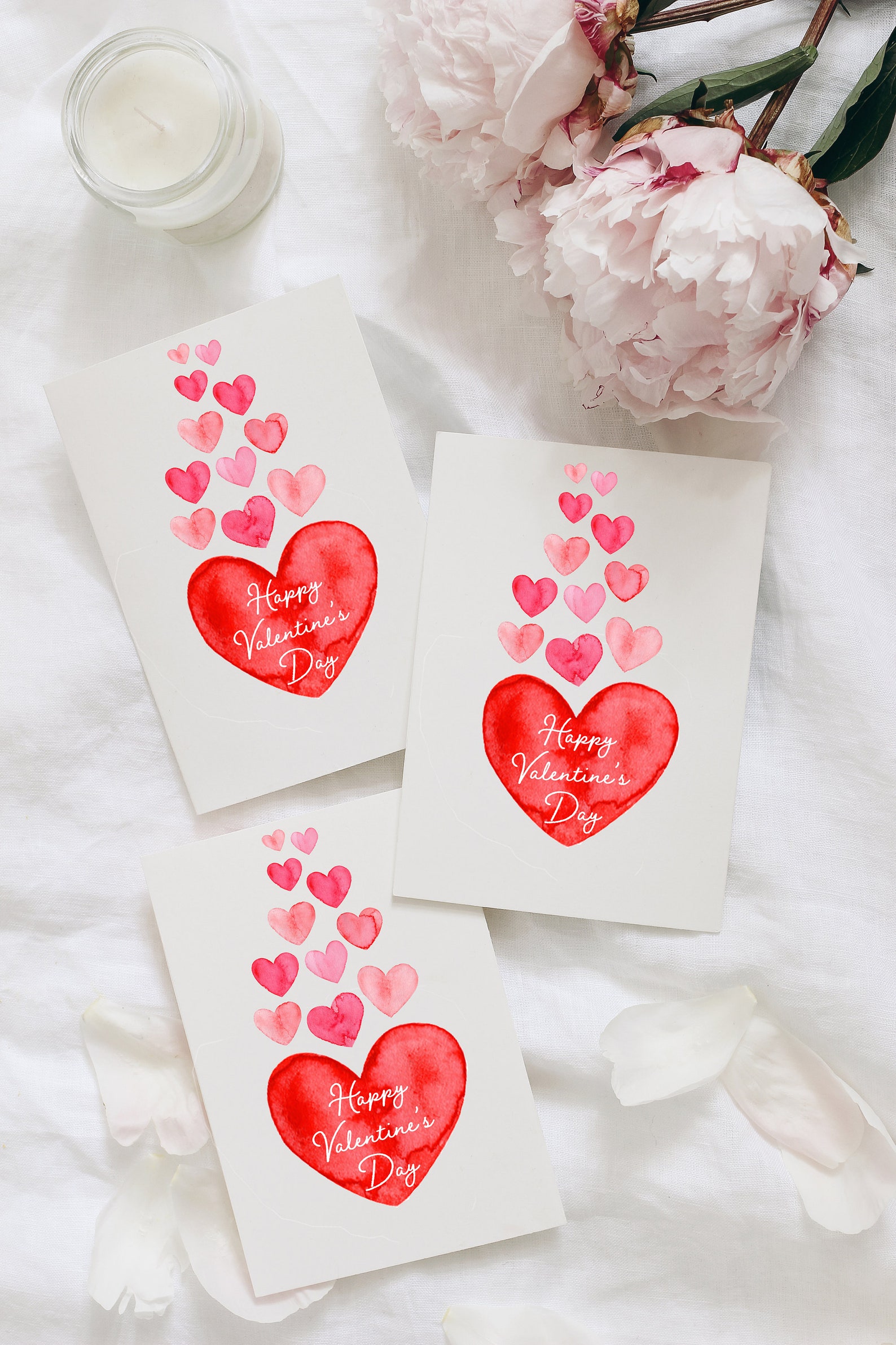 Happy Valentine's Day Hearts Card Set,galentines Day Card for Friend ...
