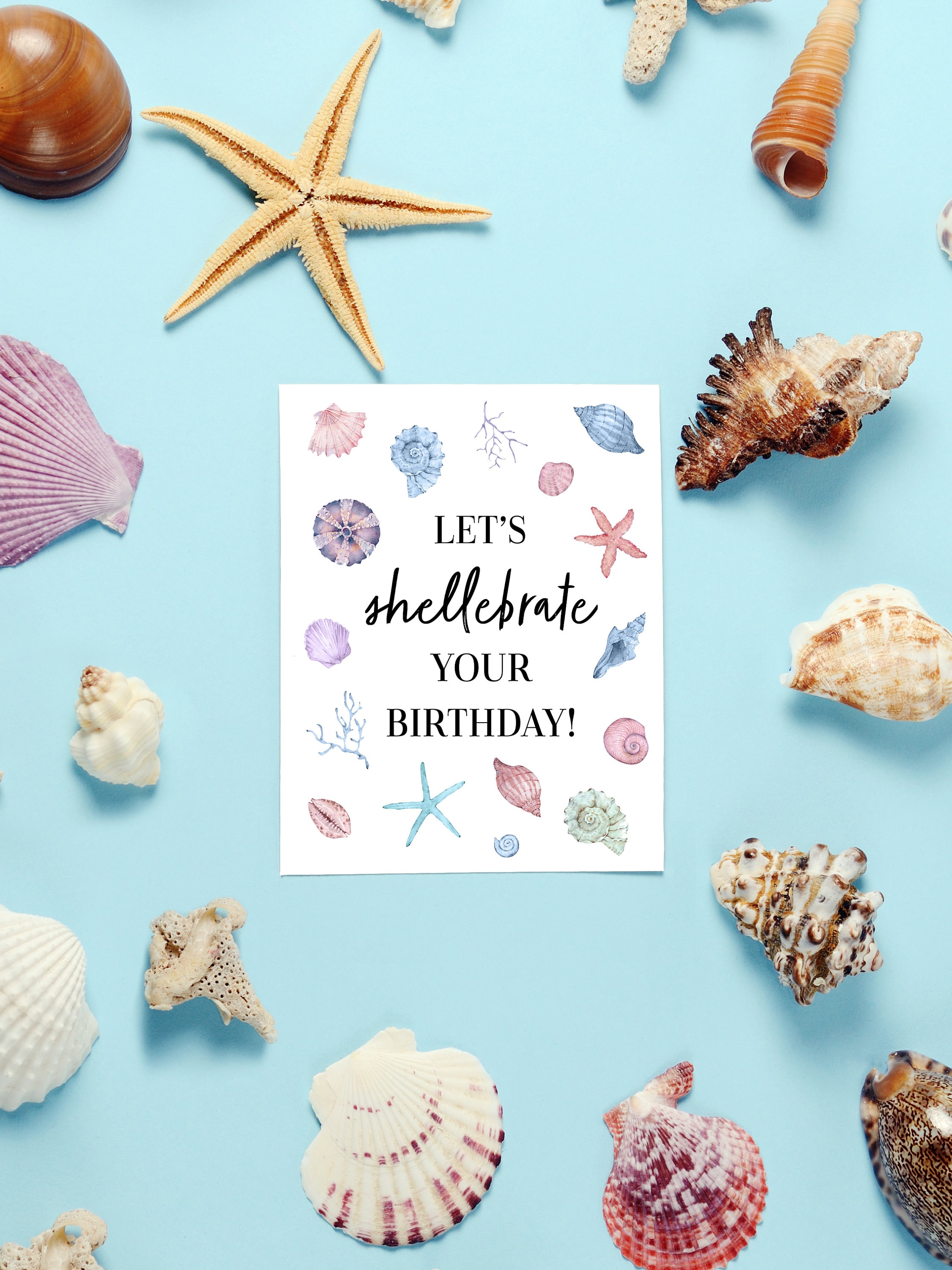 Happy Birthday Shell Beach Greeting Cardsea Shell Birthday | Etsy