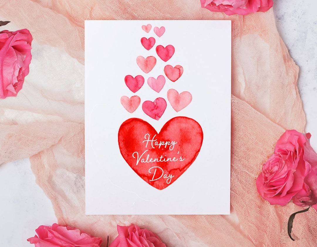 Happy Valentine's Day Hearts Card Set,galentines Day Card for Friend ...