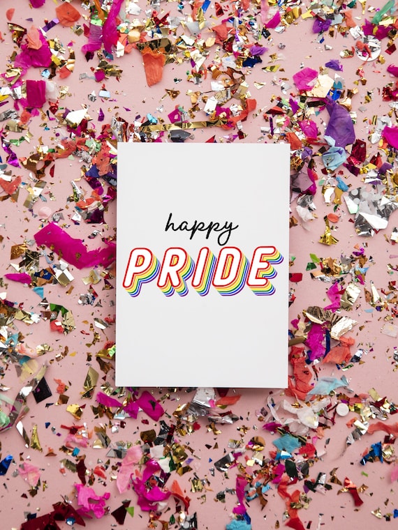 Happy Pride LGBTQ Rainbow Greeting Cardlgbtq Pride Cardgay | Etsy