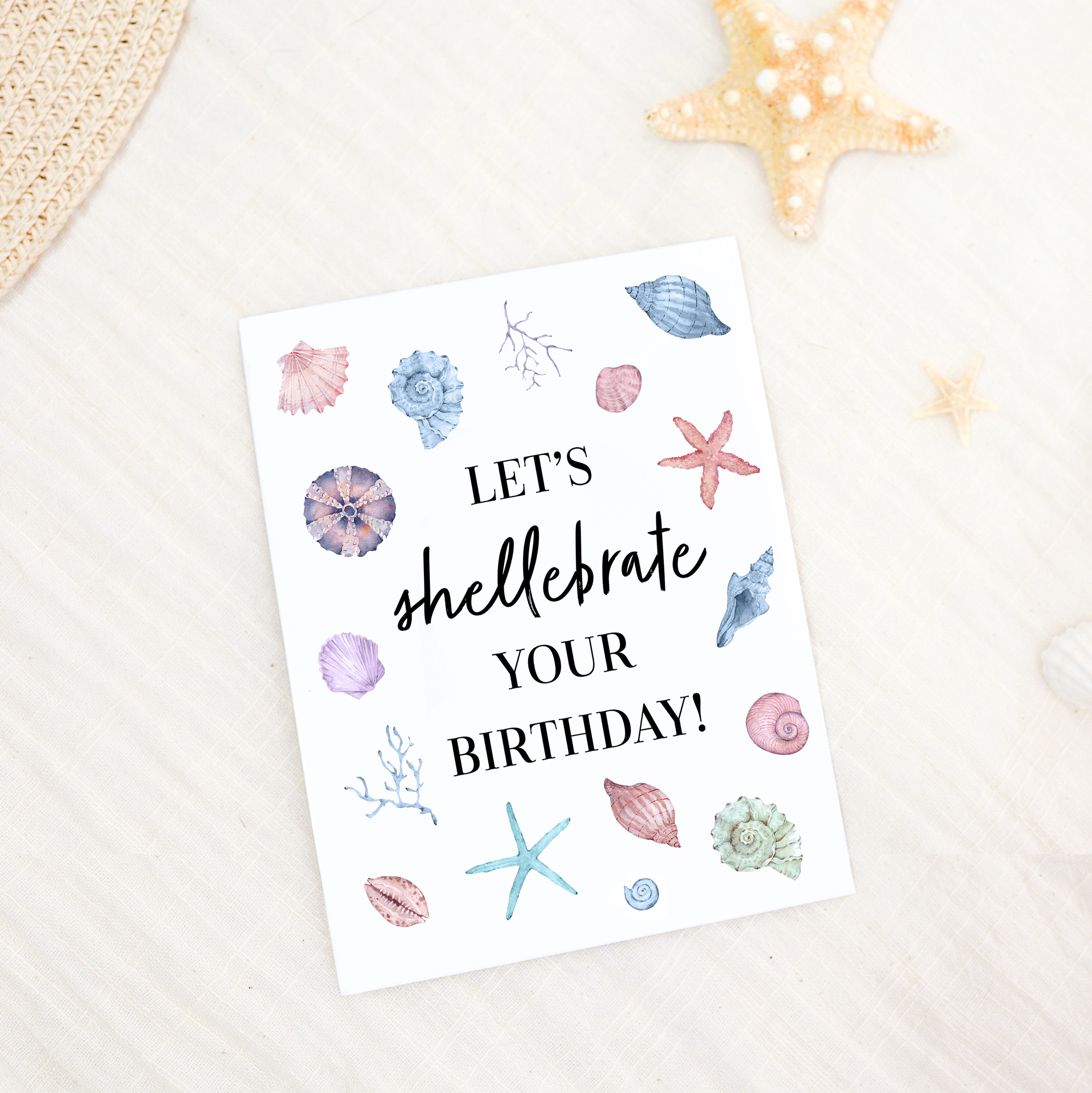 Happy Birthday Shell Beach Greeting Cardsea Shell Birthday | Etsy
