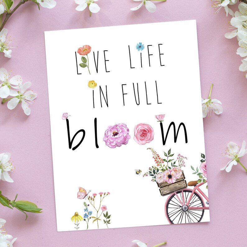 Live Life in Full Bloom Spring Greeting Card Setgift for - Etsy
