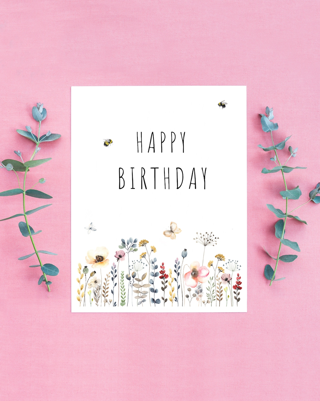Wildflower Birthday Card: Botanical Floral Design - Etsy