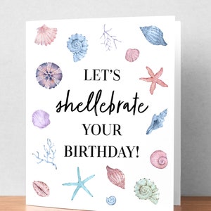 Happy Birthday Shell Beach Greeting Card,sea Shell Birthday Card,ocean ...