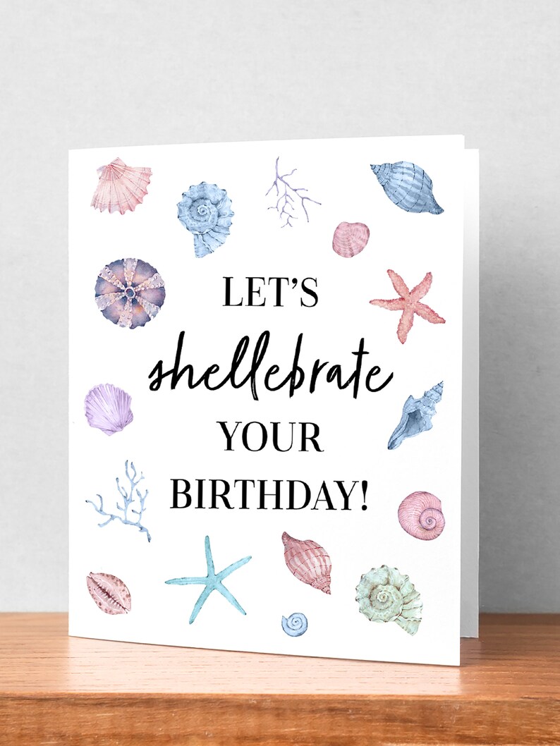Happy Birthday Shell Beach Greeting Cardsea Shell Birthday - Etsy
