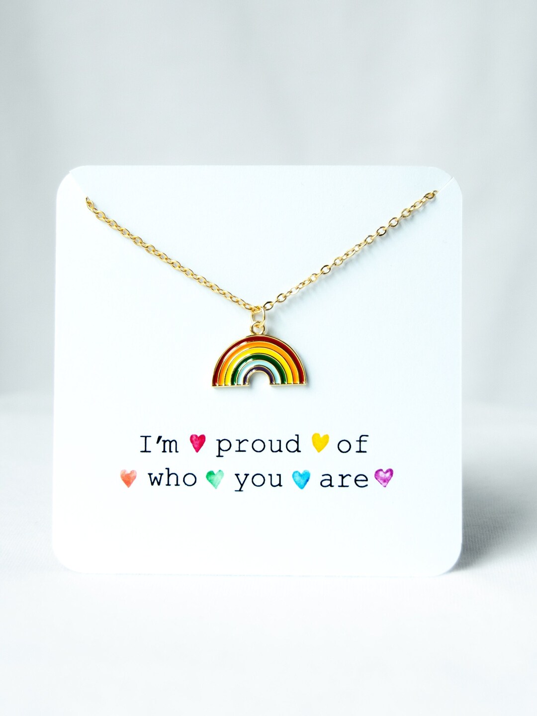 Proud of You Rainbow Pride Charm Necklace,lgbtq Pride Jewelry,rainbow ...