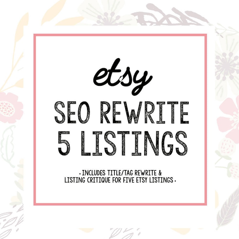 Etsy SEO 5 Etsy Listings Etsy SEO Rewrite Shop Improvements Listing ... Etsy SEO 5 Etsy Listings Etsy SEO Rewrite Shop Improvements Listing ...