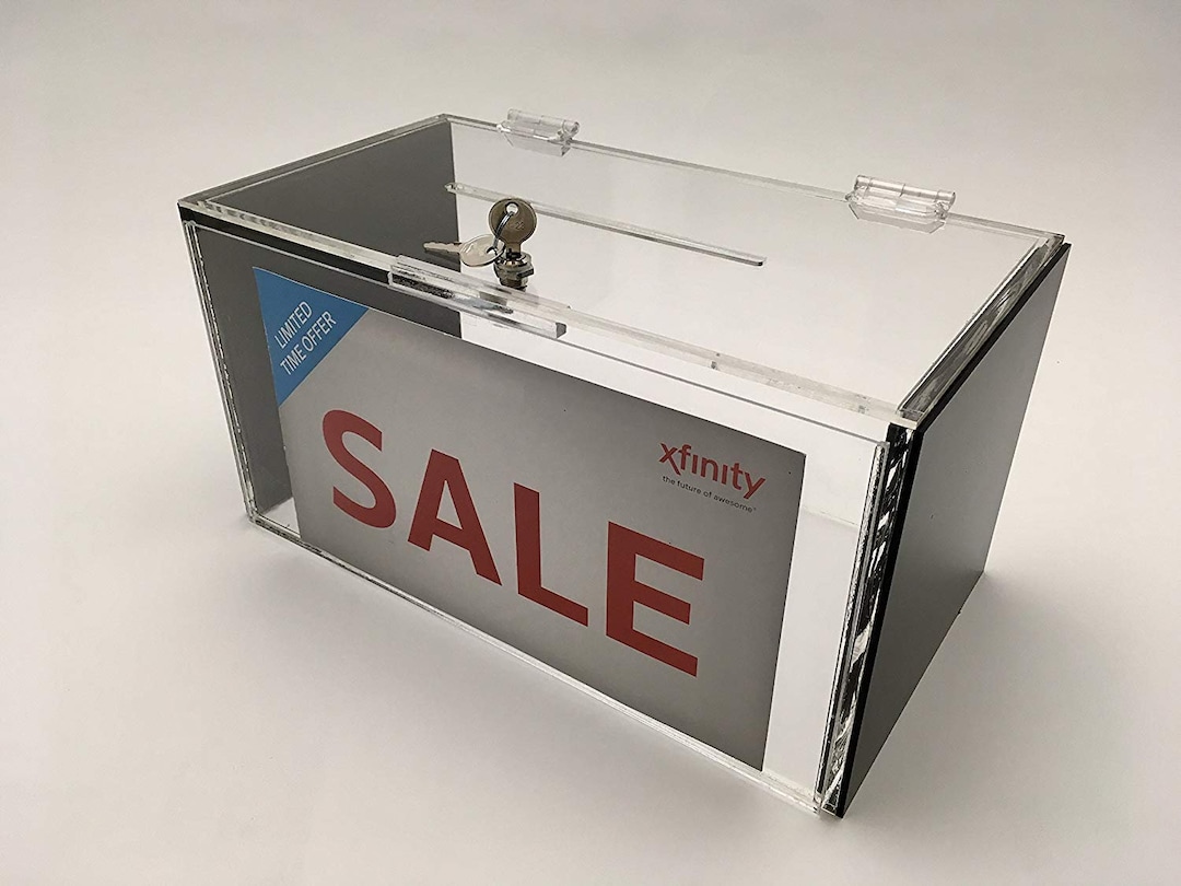 Large Acrylic Donation & Ballot Box With Lock and Sign Holder - Etsy