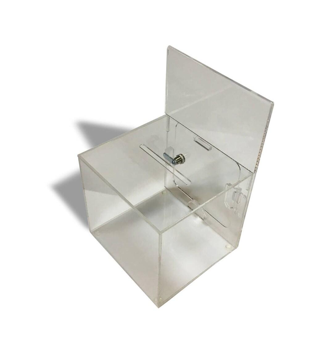 Acrylic Donation Box With Sign Holder Lock and Key - Etsy