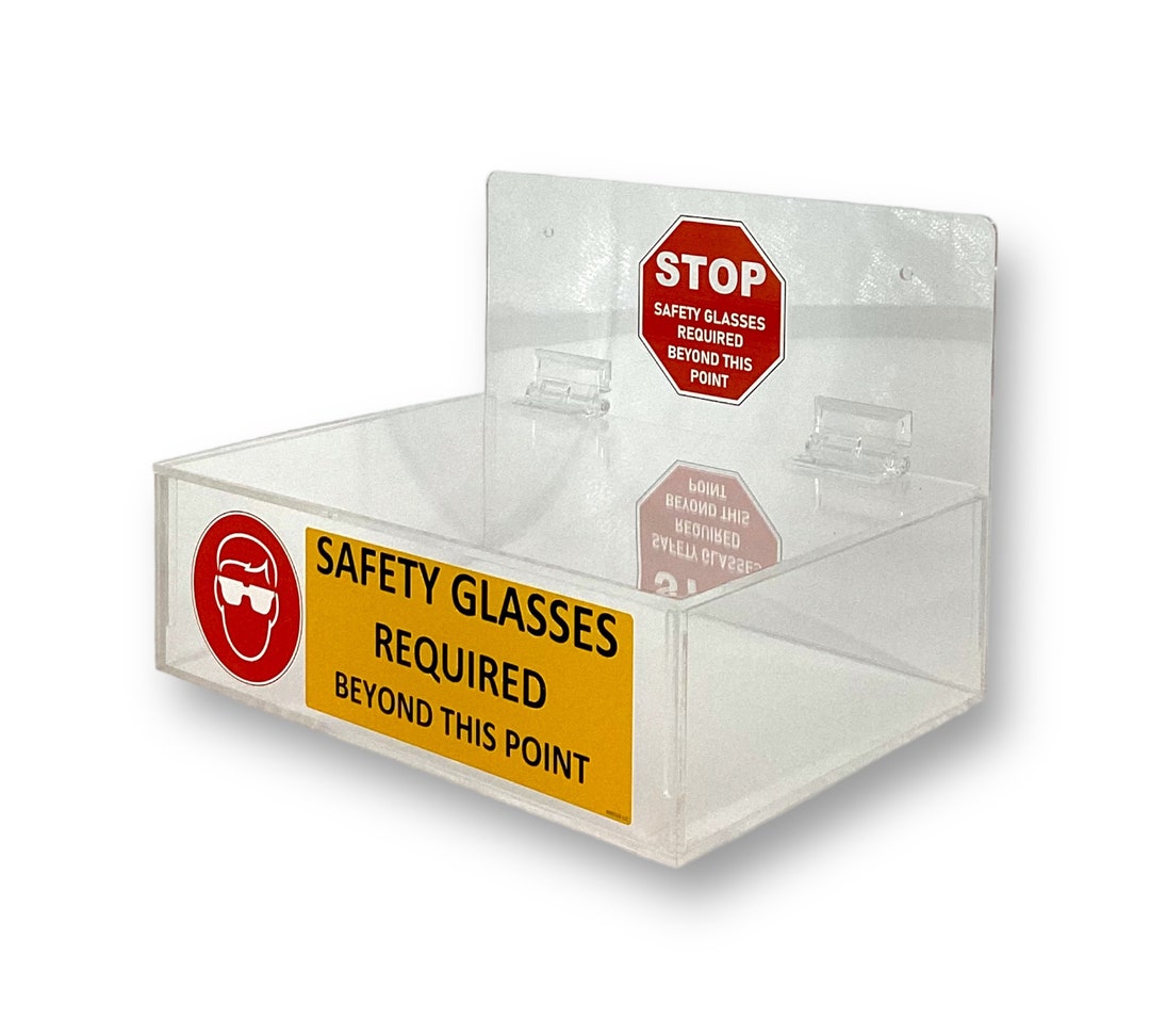 Clear Acrylic Wall Mountable Safety Glasses Dispenser W/ Hinged Lid Red ...