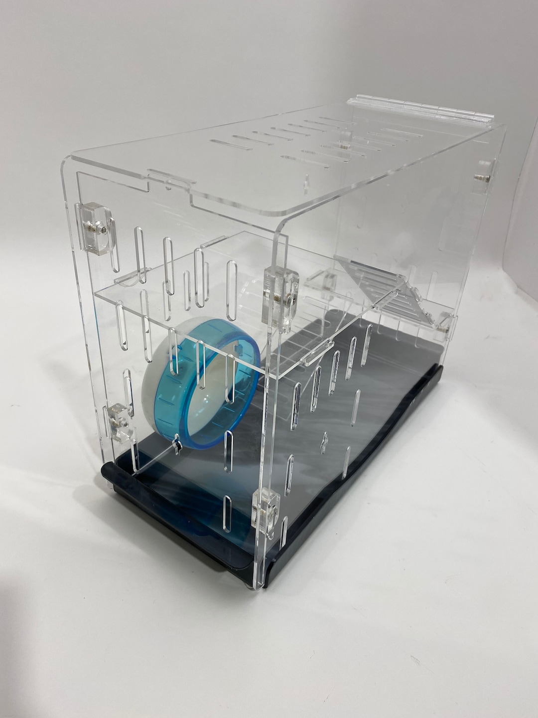 Small Clear Acrylic Hamster Case W/ Removable Marbeled Acrylic Bottom ...