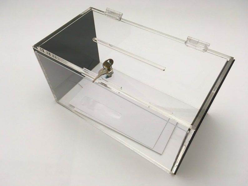 Large Acrylic Donation/ Ballot Box With Lock clear and Black | Etsy Large Acrylic Donation/ Ballot Box With Lock clear and Black | Etsy