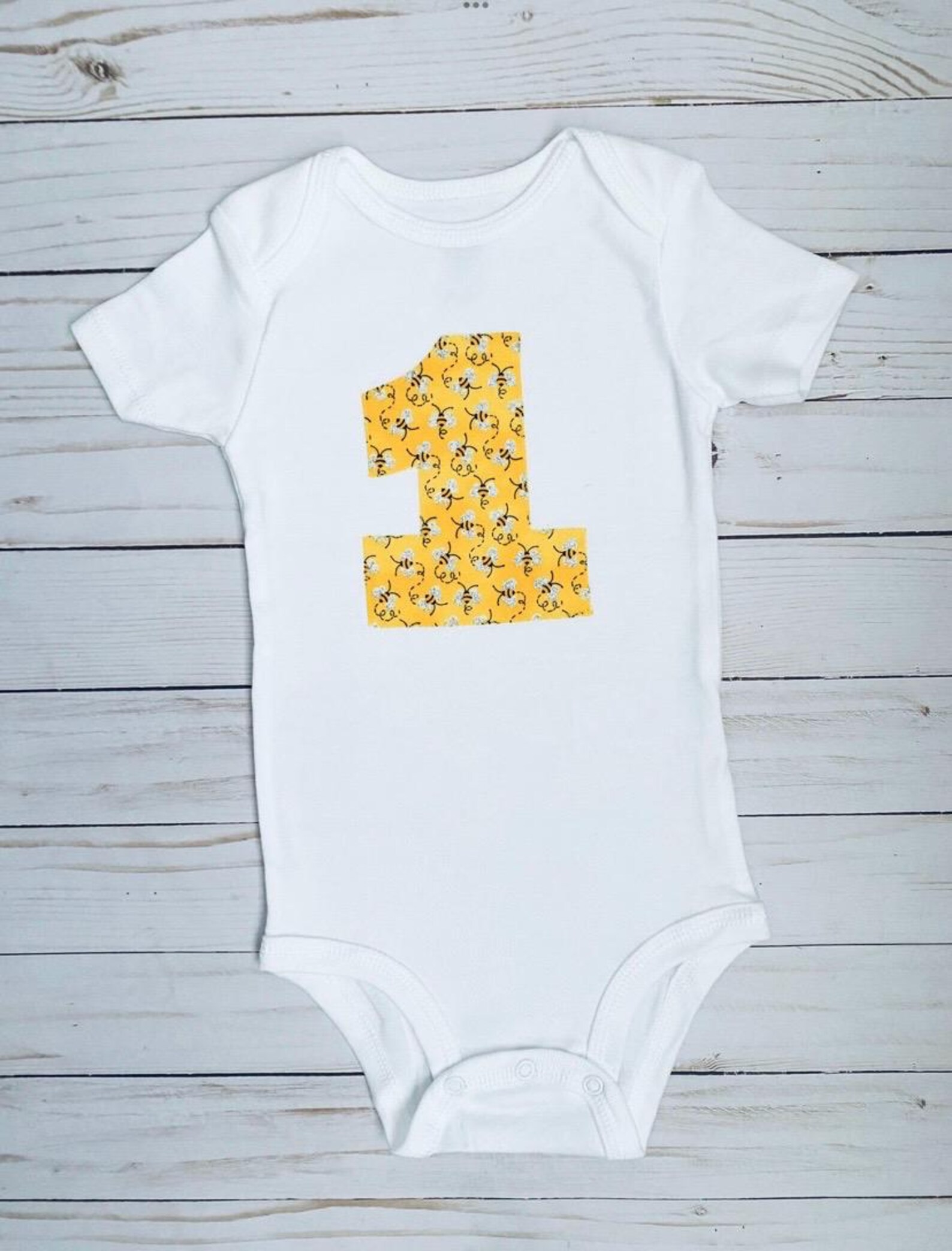 Bee-day Baby's First Birthday Bumble Bee Number One Top Bodysuit Girls ...
