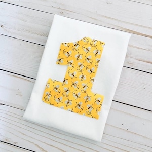 Bee-day Baby's First Birthday Bumble Bee Number One Top Bodysuit Girls ...